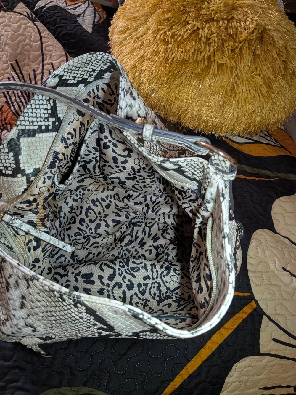 Jessica Simpson | Bags | Jessica Simpson Black And White Pythonprint ...